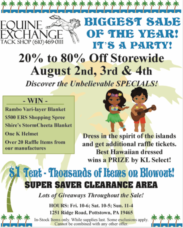 Annual Storewide Sale - Hawaiian Style | Equine Exchange Tack Shop